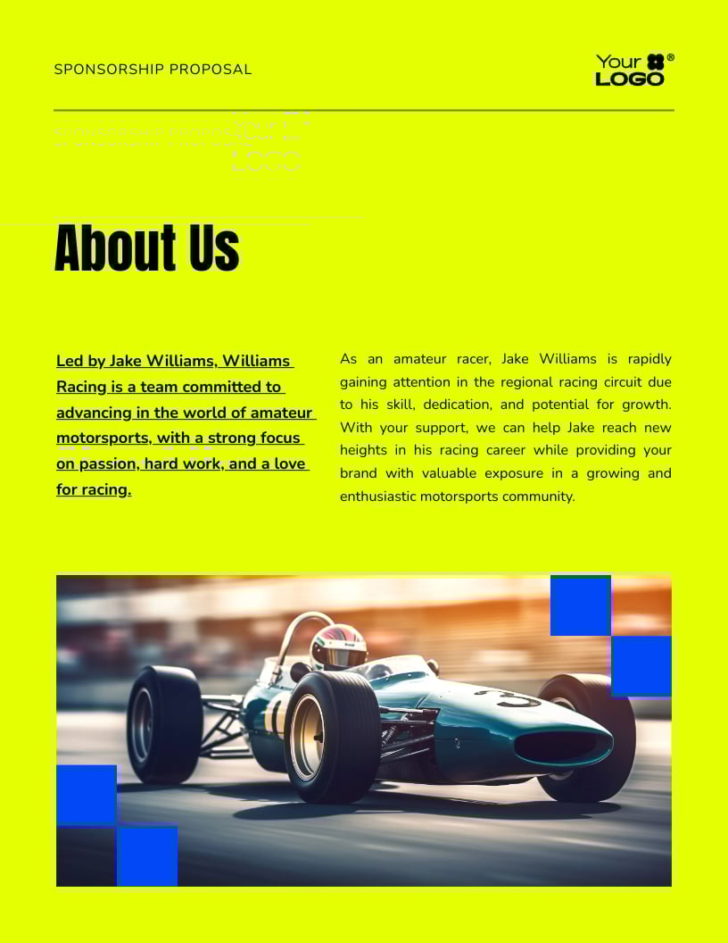 Amateur Race Car Sponsorship Proposal Template | Visme