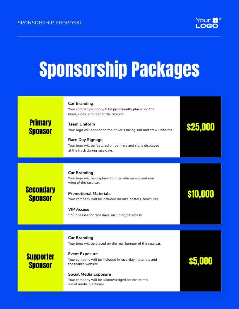 Amateur Race Car Sponsorship Proposal Template | Visme