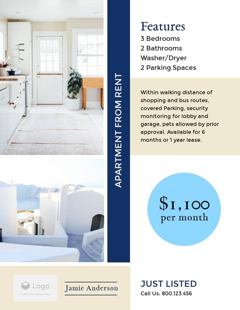 Apartment For Rent Flyer Template Visme