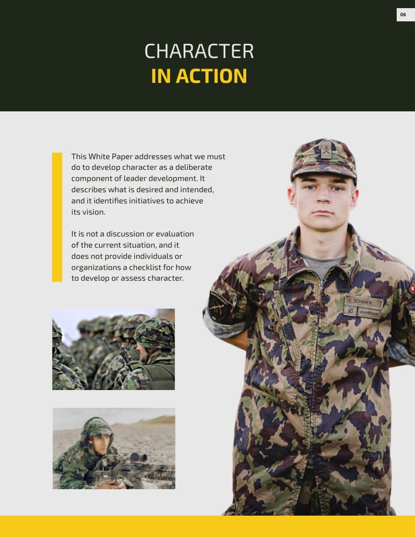 Army White Paper Template Visme