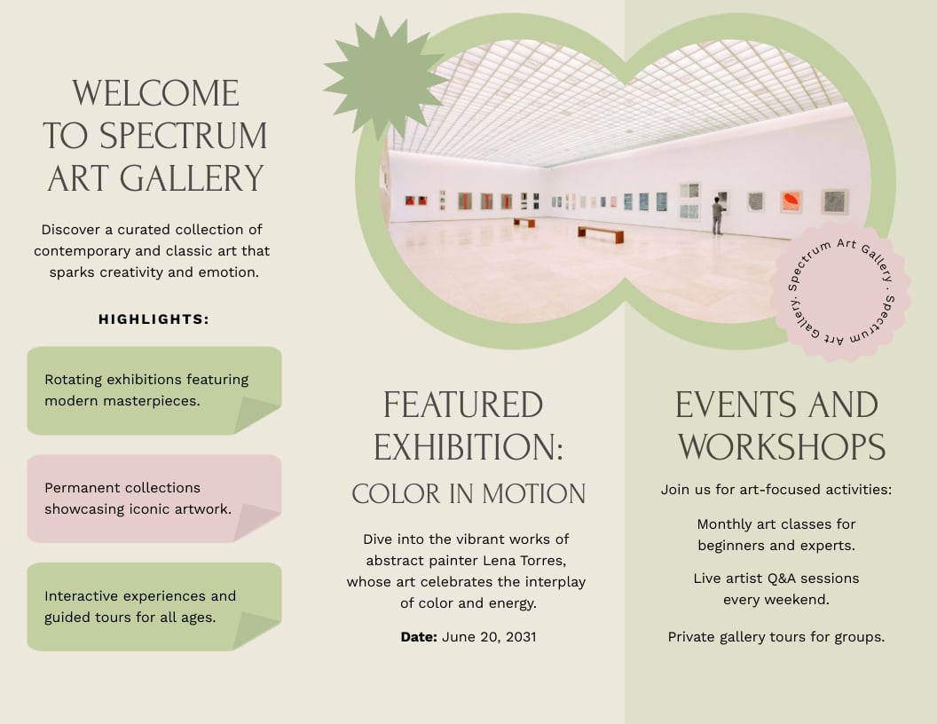 Art Gallery Brochure Template | Visme