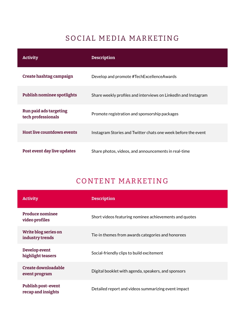 Award Event Marketing Plan Template | Visme