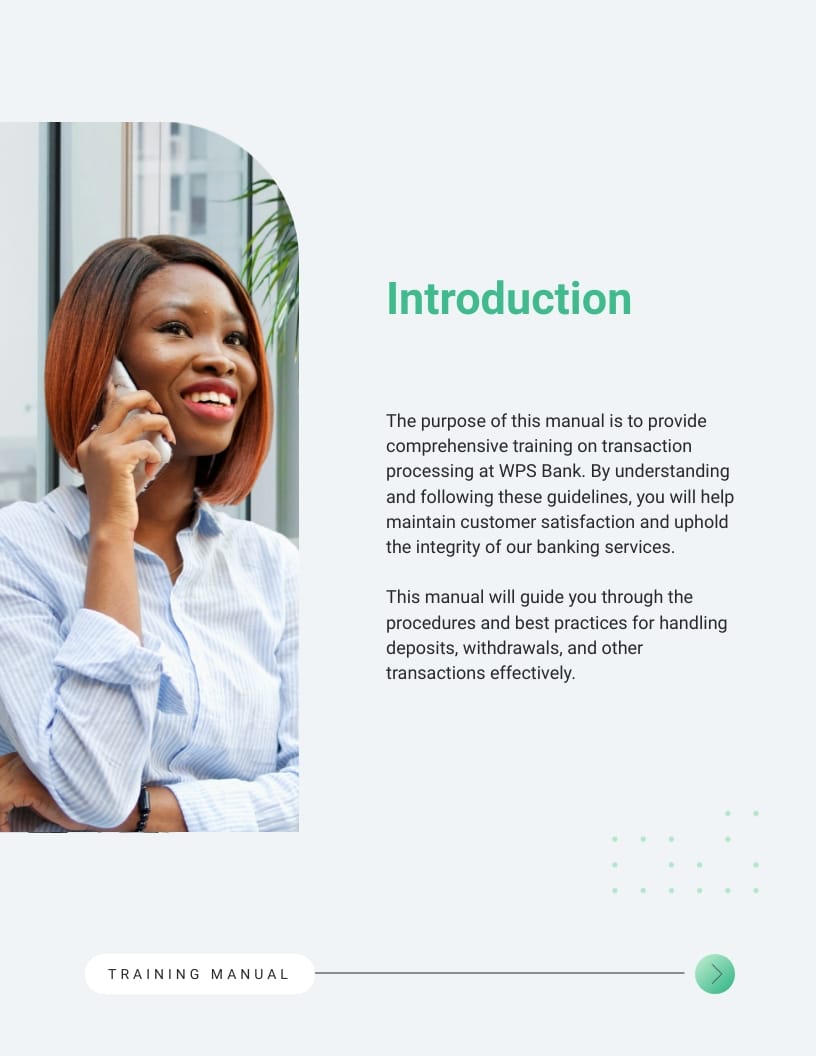 Bank Employee Training Manual Template | Visme