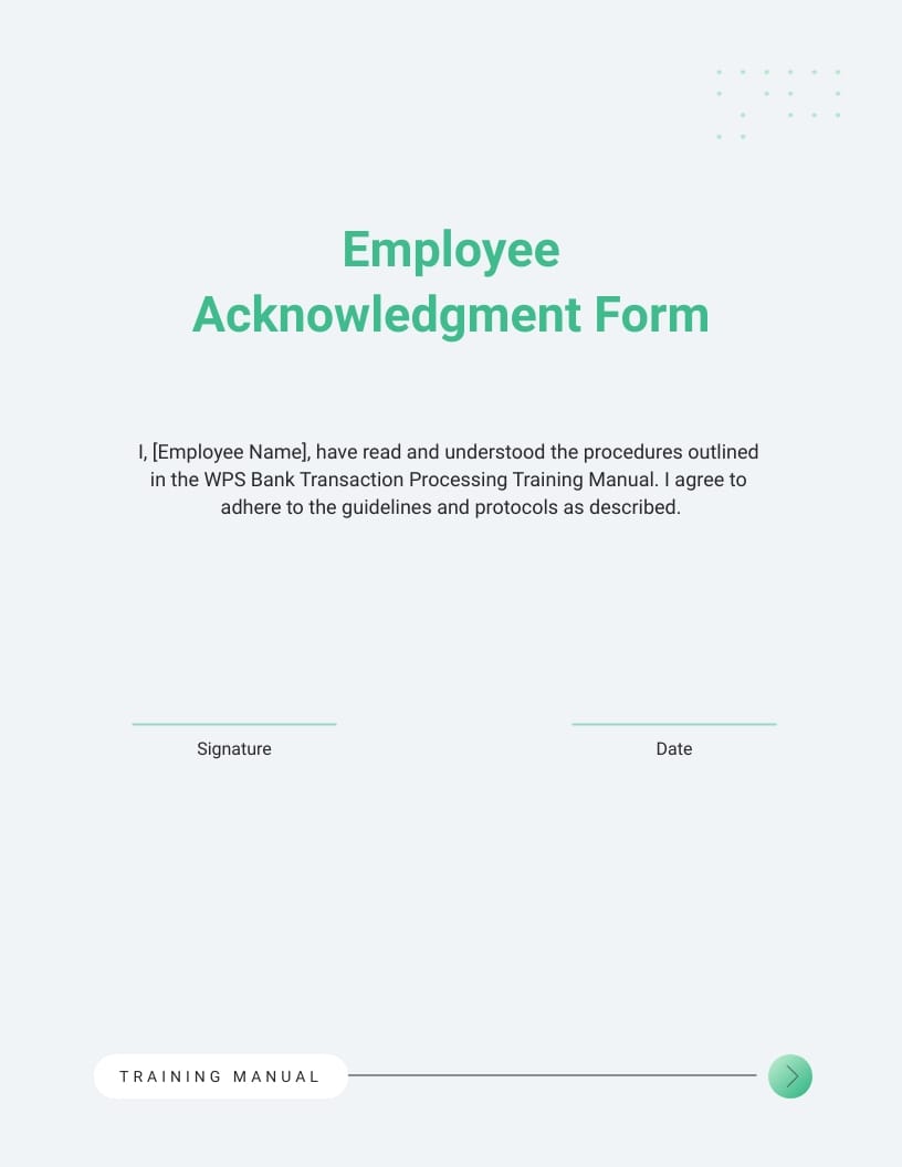 Bank Employee Training Manual Template | Visme