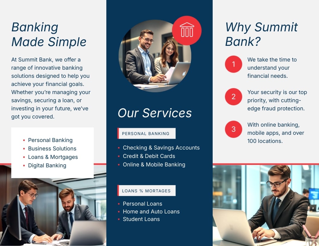 Bank Trifold Brochure Template | Visme