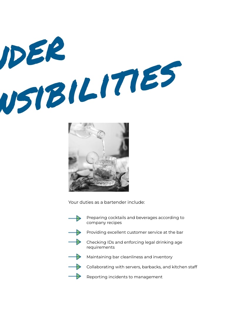 Bartender Training Manual Template | Visme