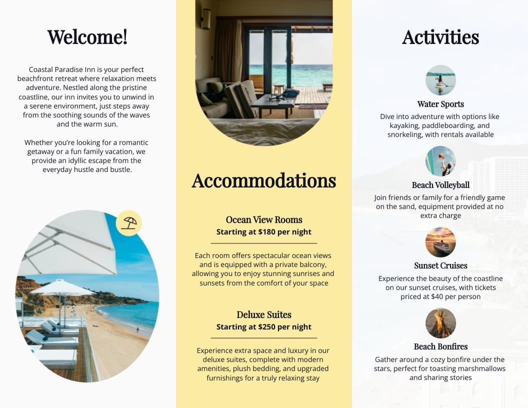 Beach Resort Brochure Template | Visme