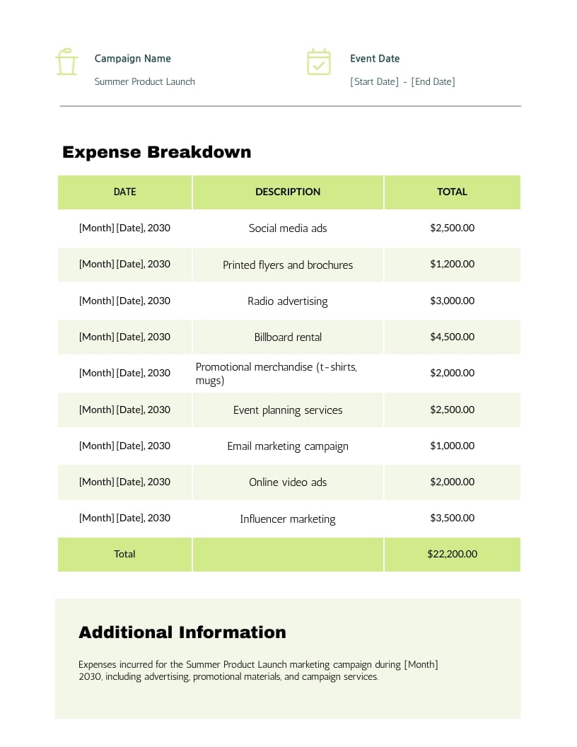 Campaign Expense Report Template | Visme