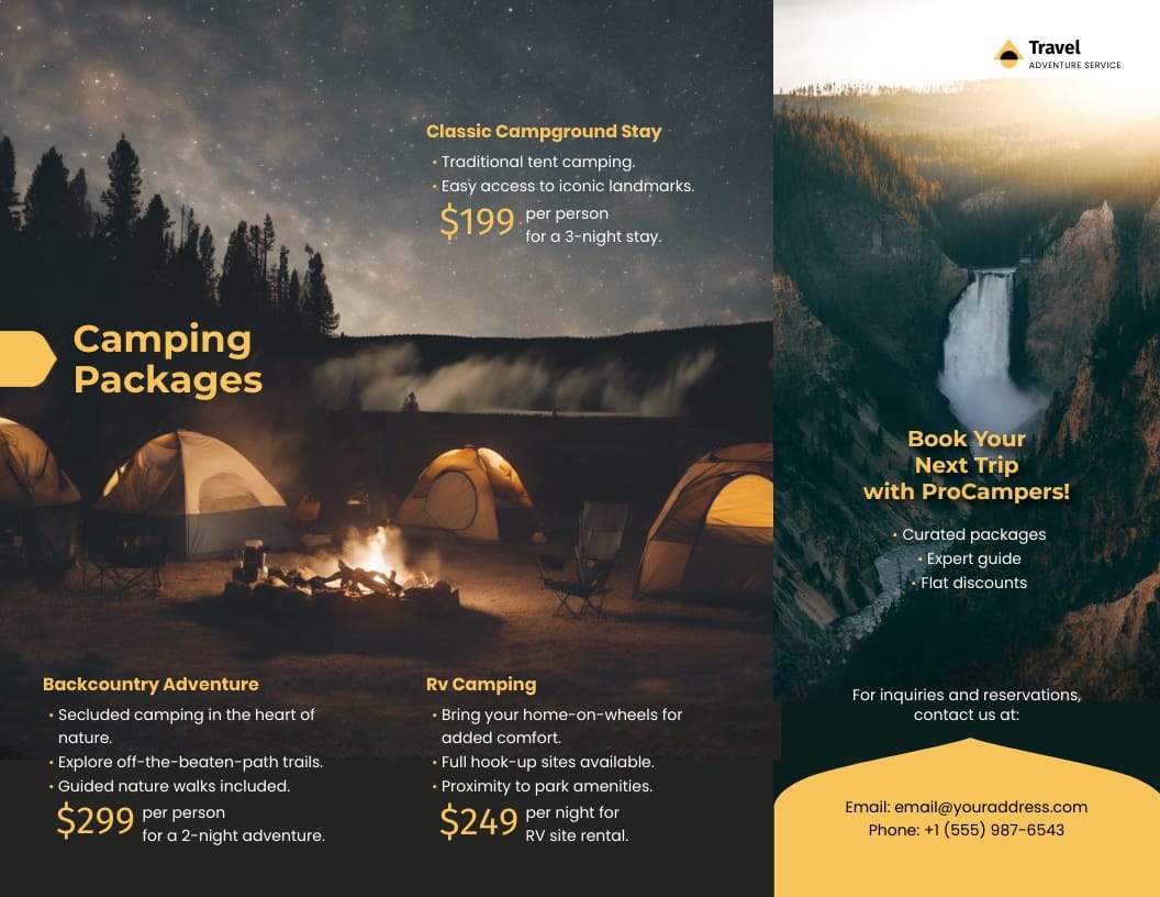 Camping Trifold Brochure Template | Visme