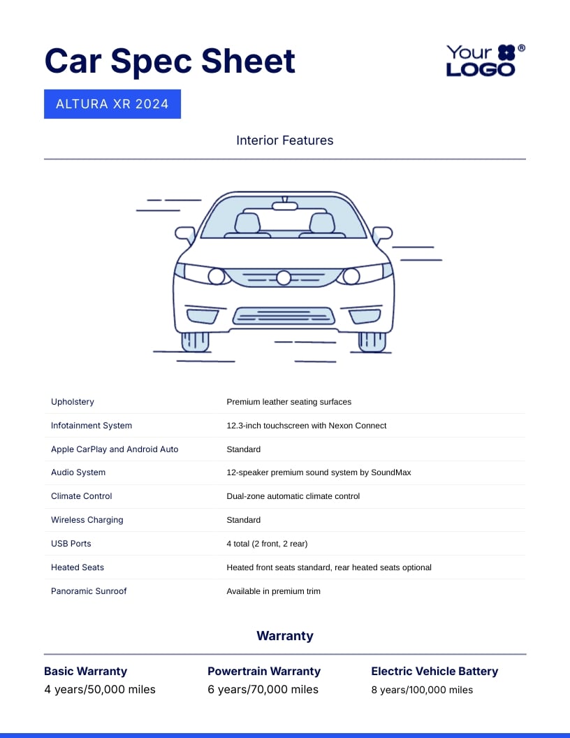 Car Spec Sheet Template | Visme