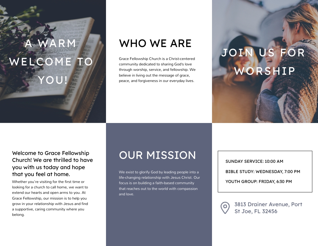 Church Trifold Brochure Template | Visme