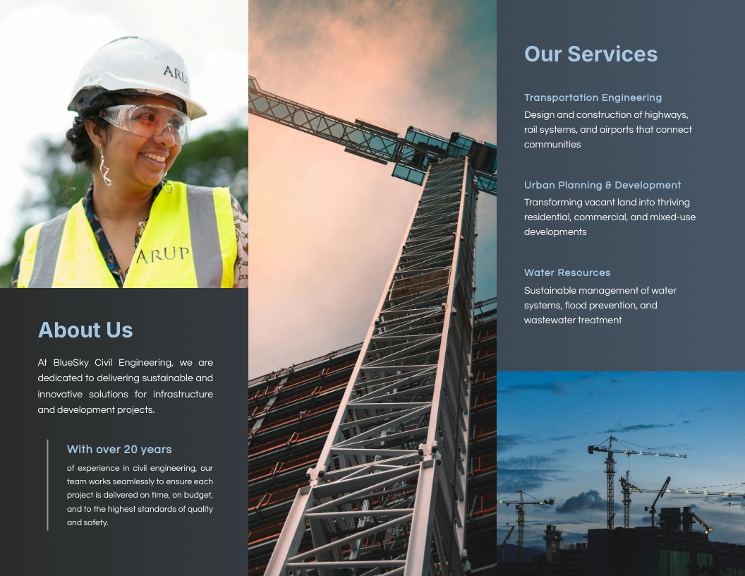 Civil Engineering Brochure Template | Visme