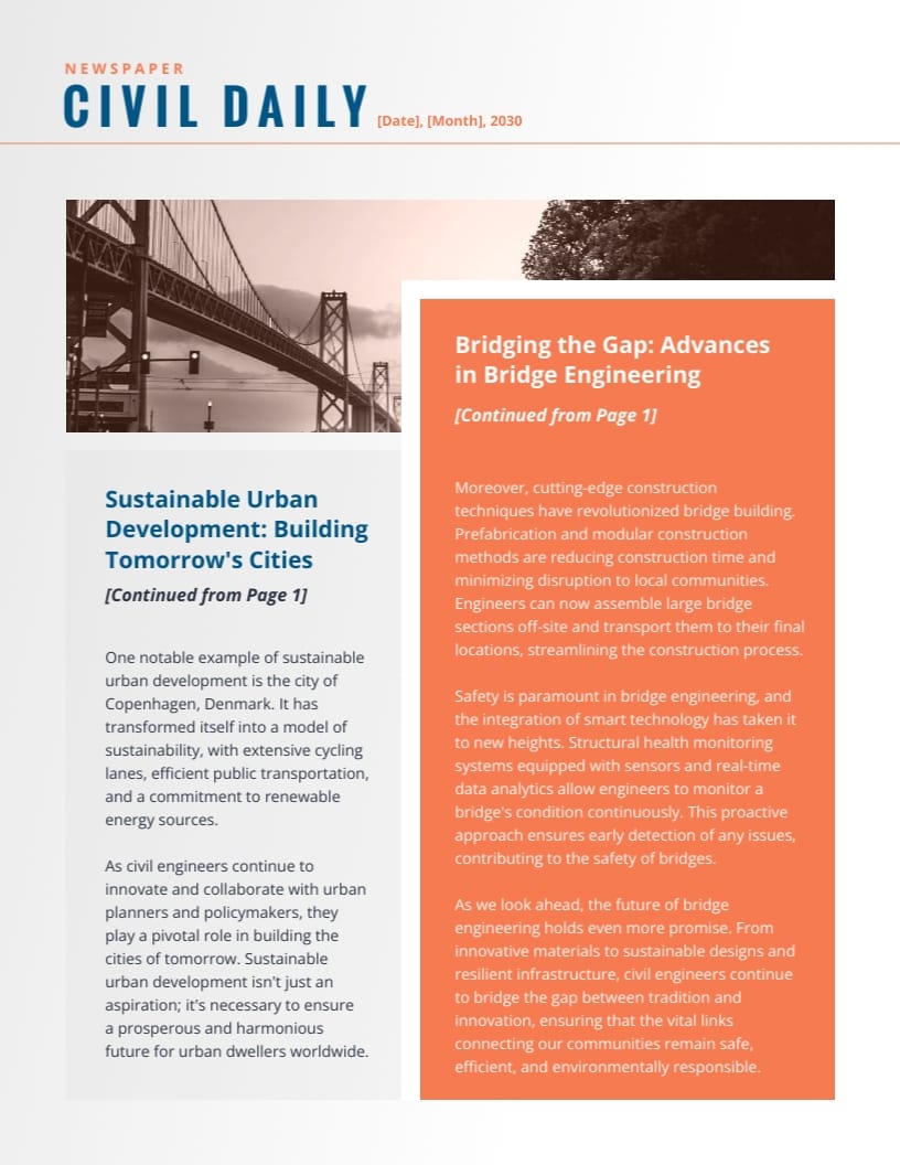 Civil Engineering Newspaper Template | Visme