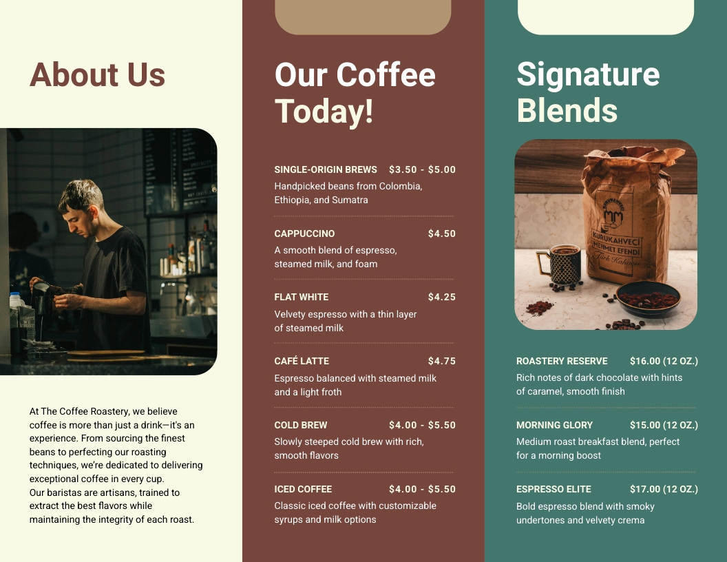 Coffee Brochure Template | Visme