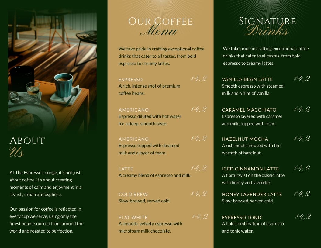 Coffee Shop Brochure Sample Template | Visme