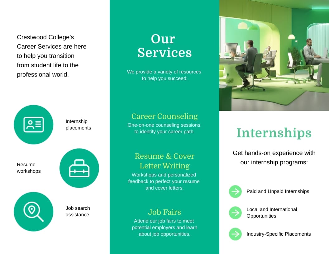College Career Services Brochure Template | Visme