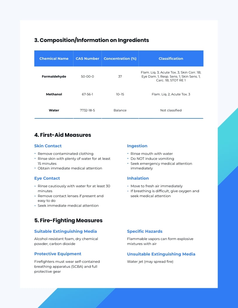 Compliance Tool Safety Data Sheet Template | Visme