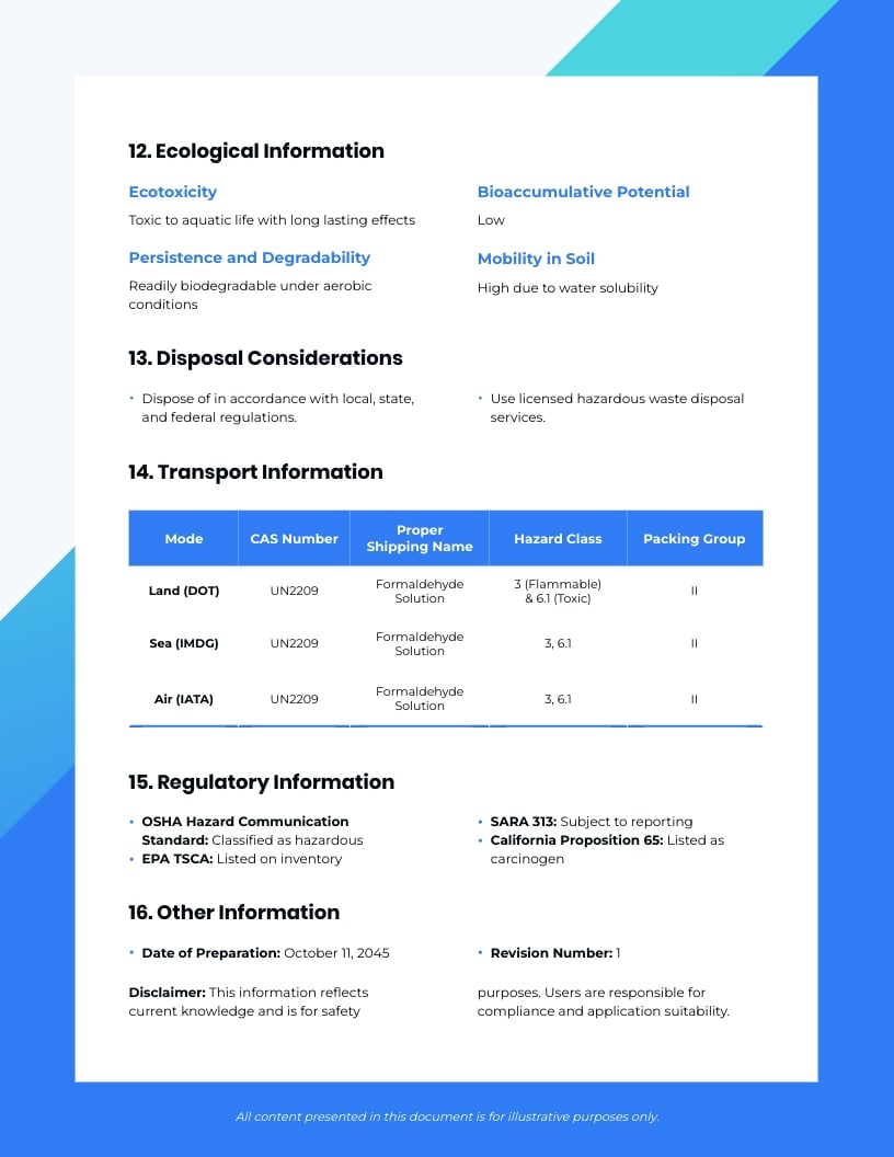 Compliance Tool Safety Data Sheet Template | Visme
