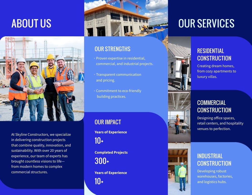 Construction Trifold Brochure Template | Visme