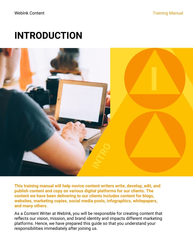 Content Writer Training Manual Template | Visme