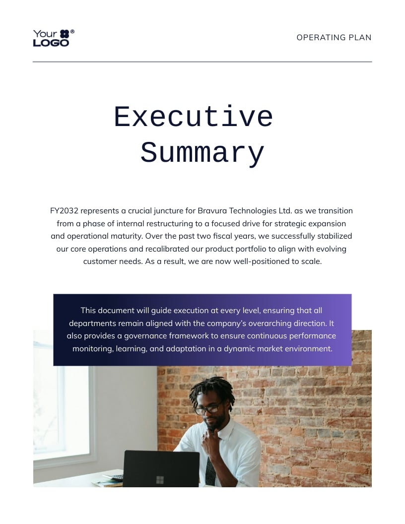 Corporate Annual Operating Plan Template | Visme