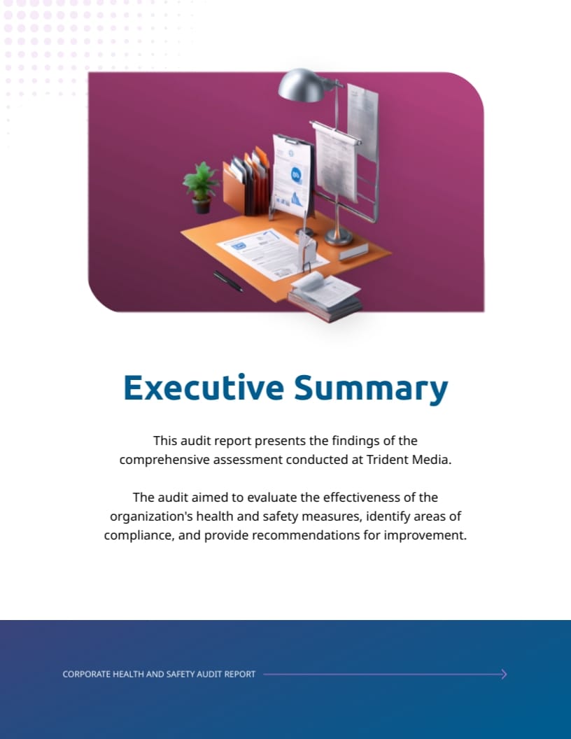 Corporate Health and Safety Audit Report Template | Visme