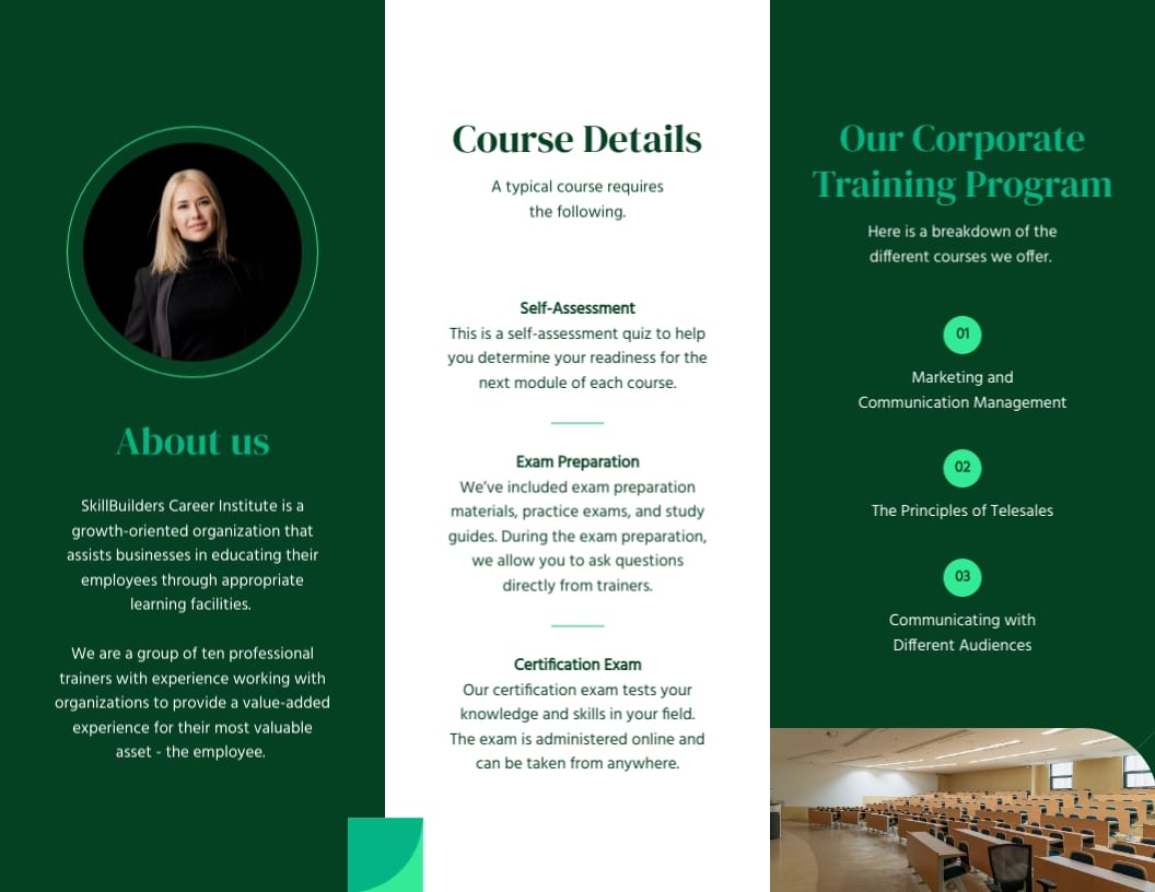 Corporate Training Brochure Template | Visme