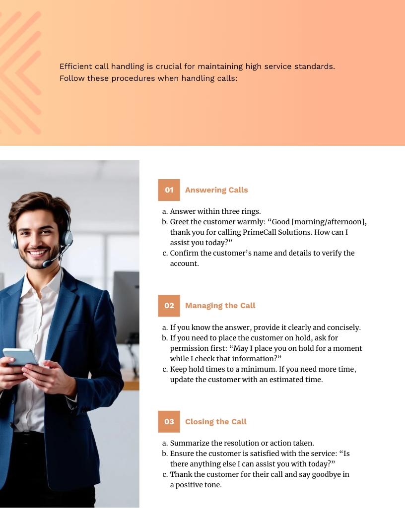 Customer Service Call Center Training Manual Template | Visme