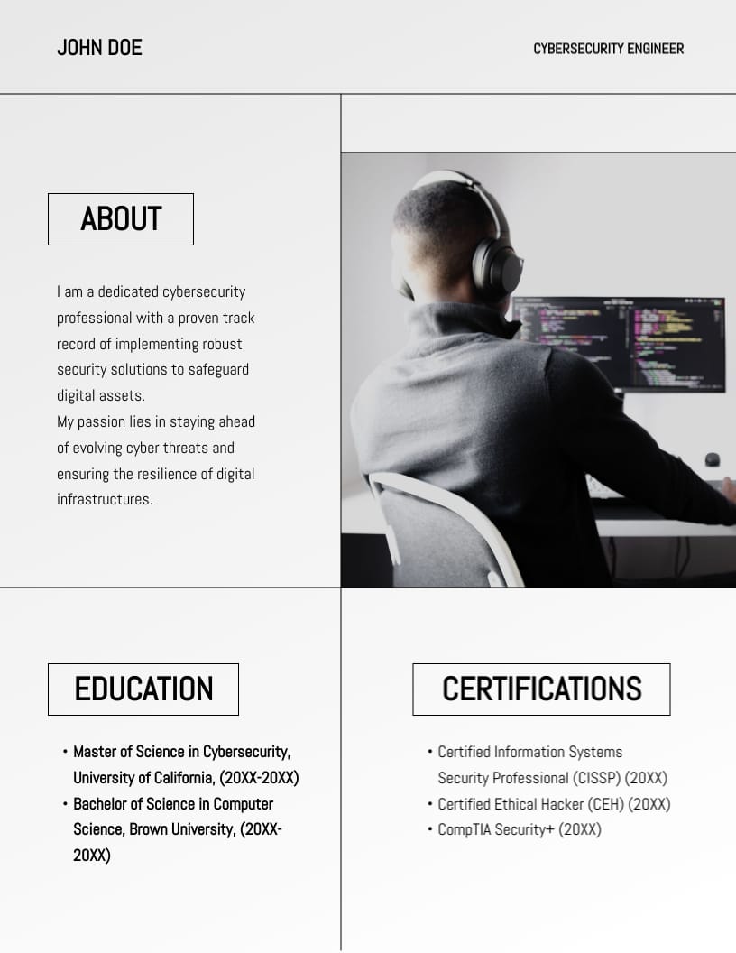 Cybersecurity Engineer Portfolio Template | Visme