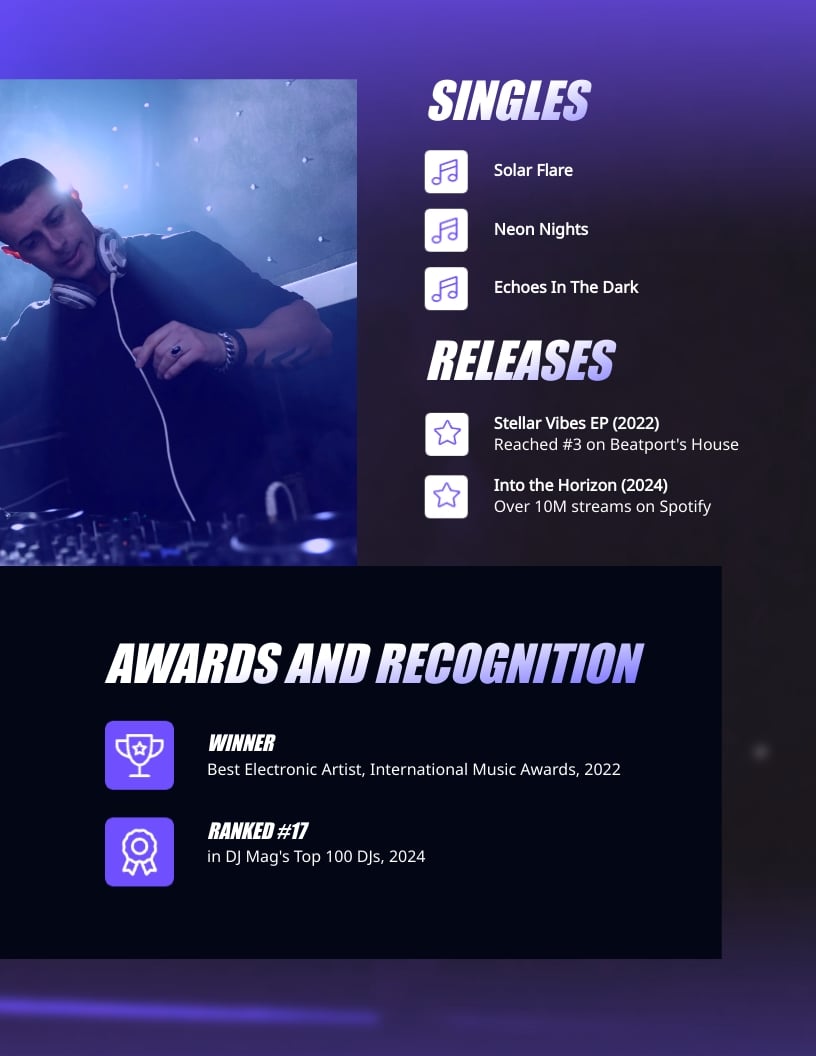 DJ Media Press Kit Template | Visme