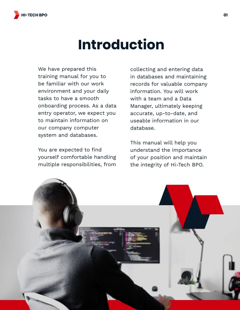 Data Entry Operator Training Manual Template | Visme