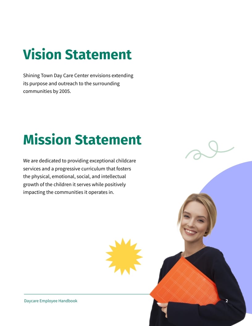 Day Care Center Employee Handbook Template | Visme