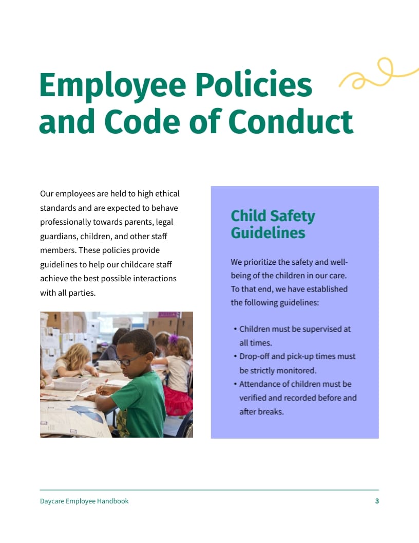 Day Care Center Employee Handbook Template | Visme