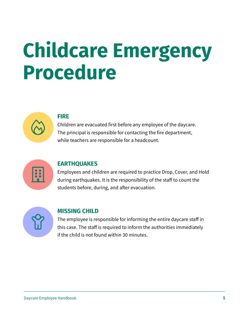 Day Care Center Employee Handbook Template | Visme