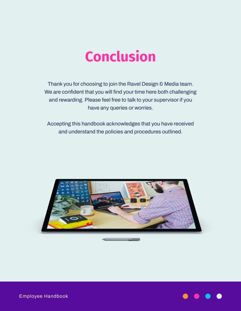 Design and Media Employee Handbook Template | Visme