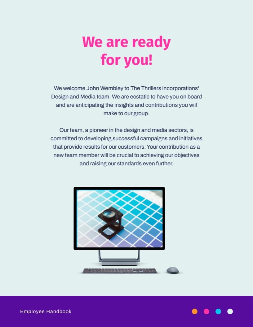 Design and Media Employee Handbook Template | Visme