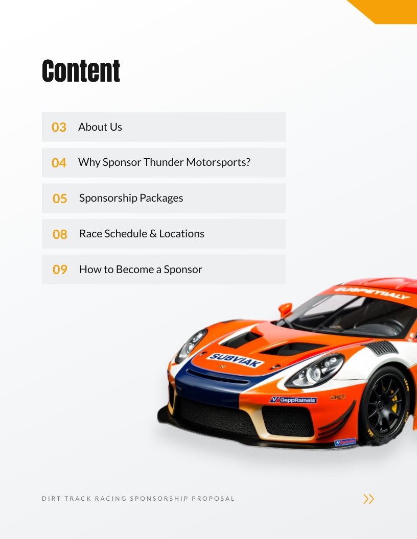 Dirt Track Racing Request Proposal Template | Visme