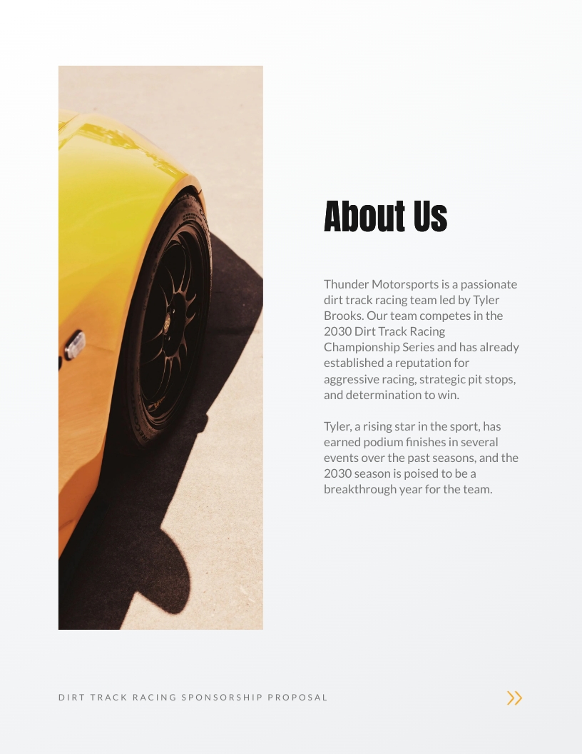 Dirt Track Racing Request Proposal Template | Visme