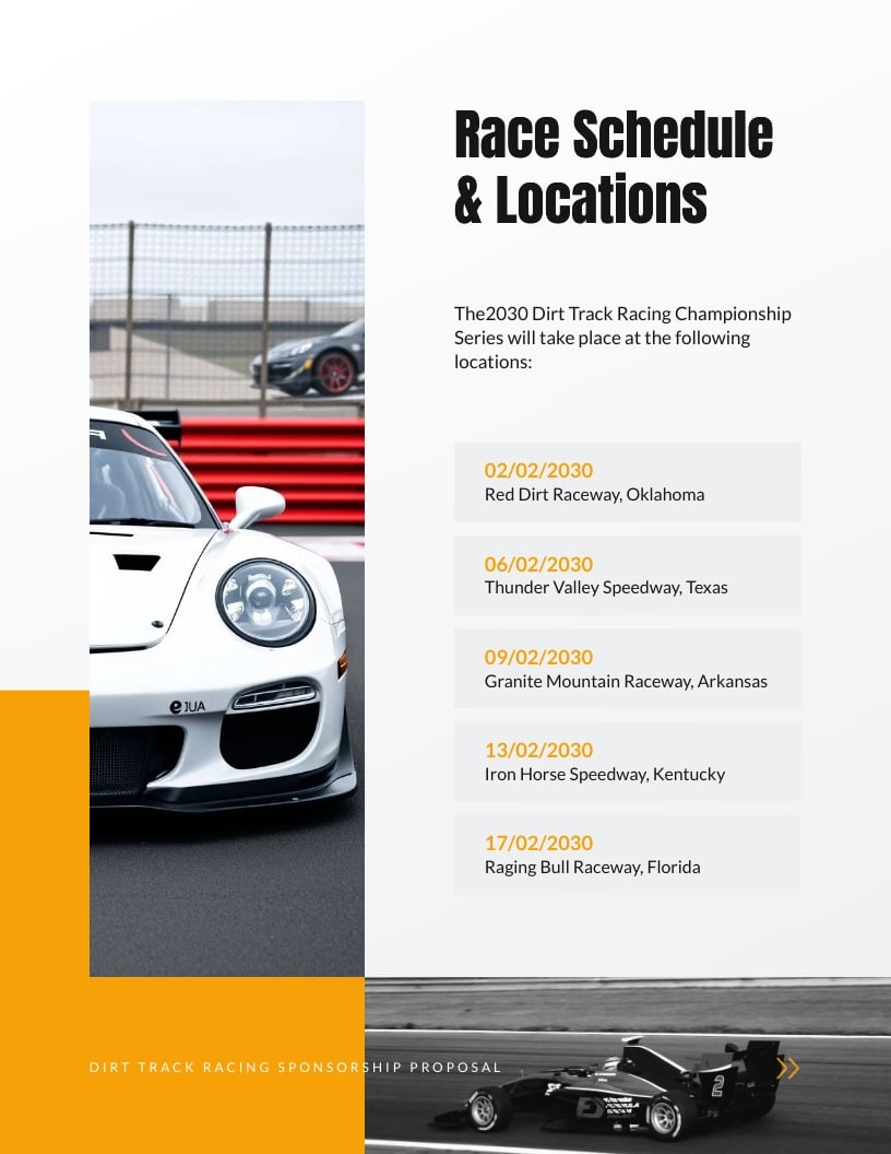 Dirt Track Racing Request Proposal Template | Visme