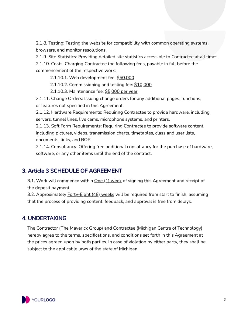 E-Learning LMS Software Contract Agreement Template | Visme