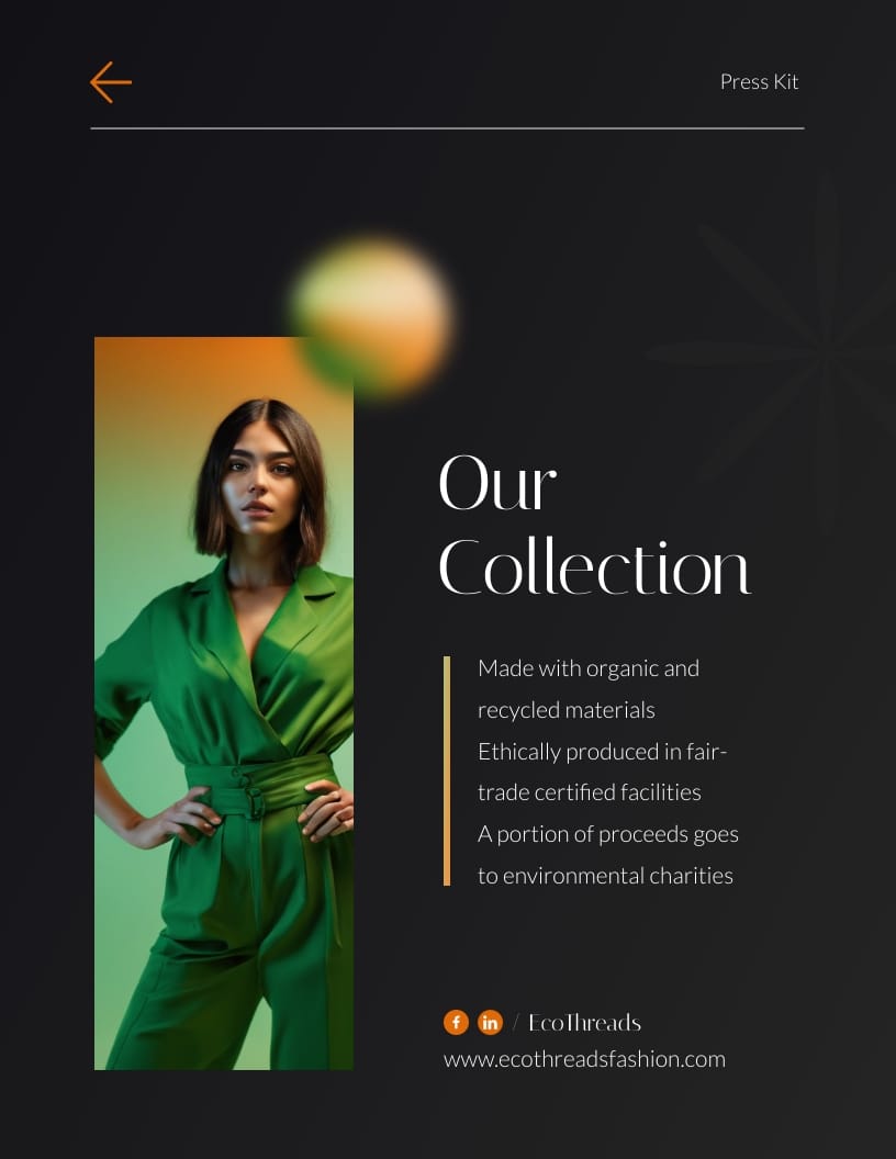 Eco Friendly Fashion Brand Press Kit Template | Visme