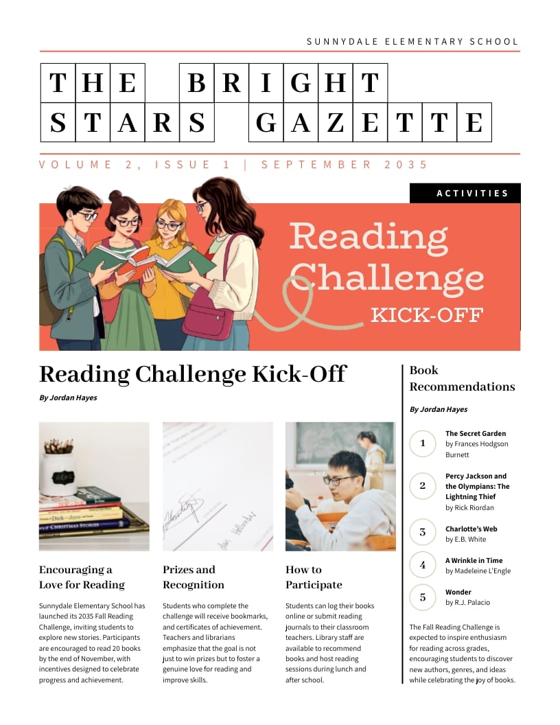 Elementary School Newspaper Template | Visme