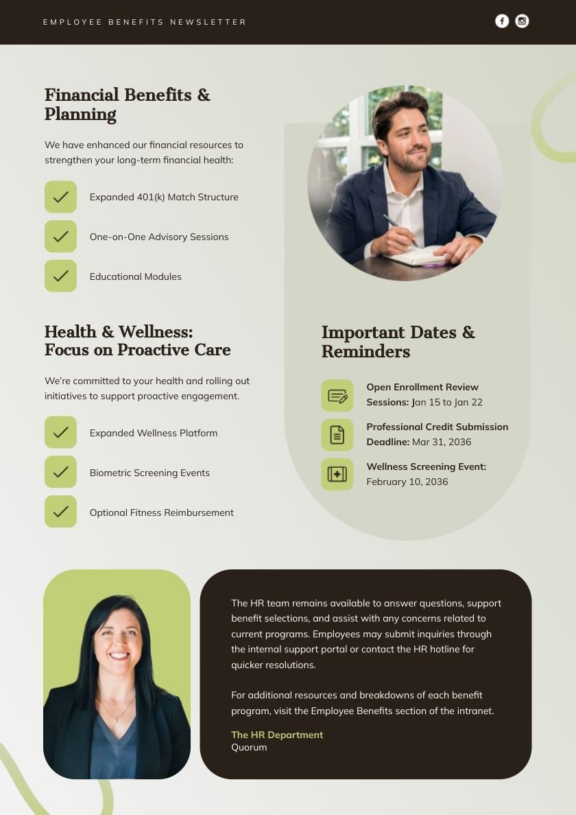 Employee Benefits Newsletter Template | Visme