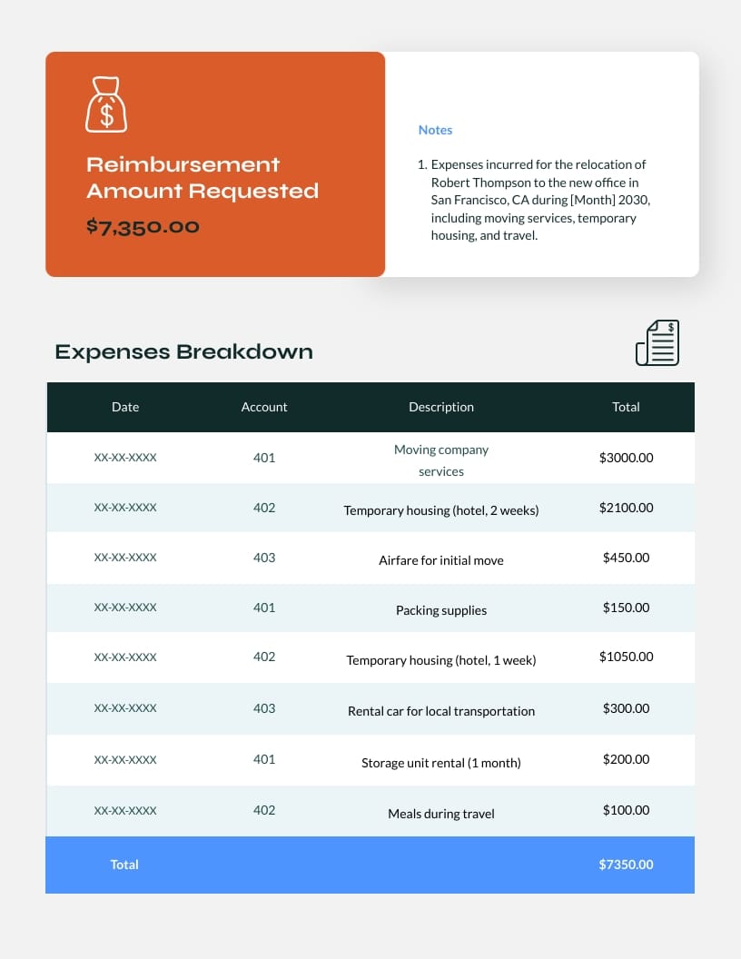 Employee Relocation Expense Report Template | Visme