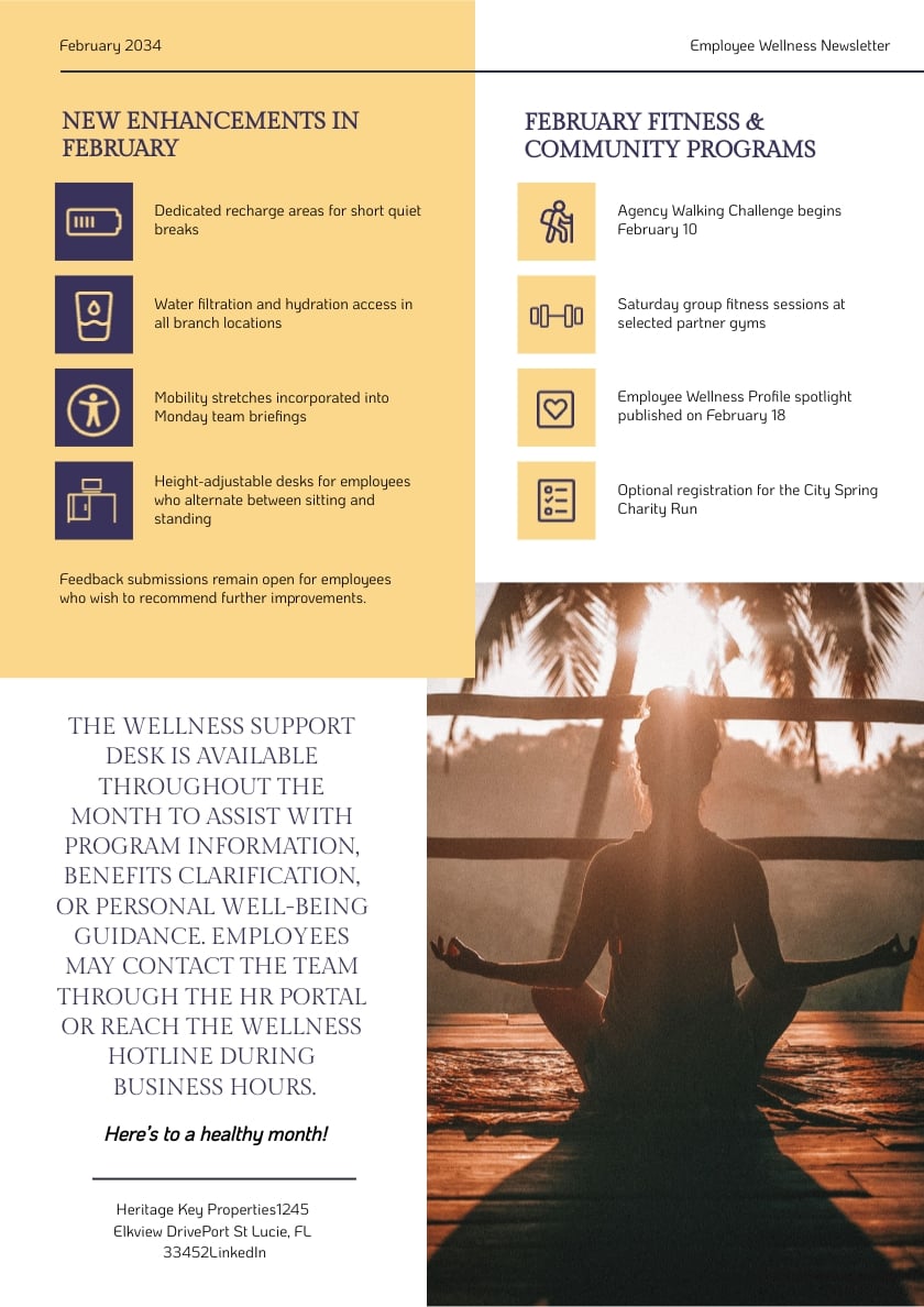 Employee Wellness Newsletter Template | Visme