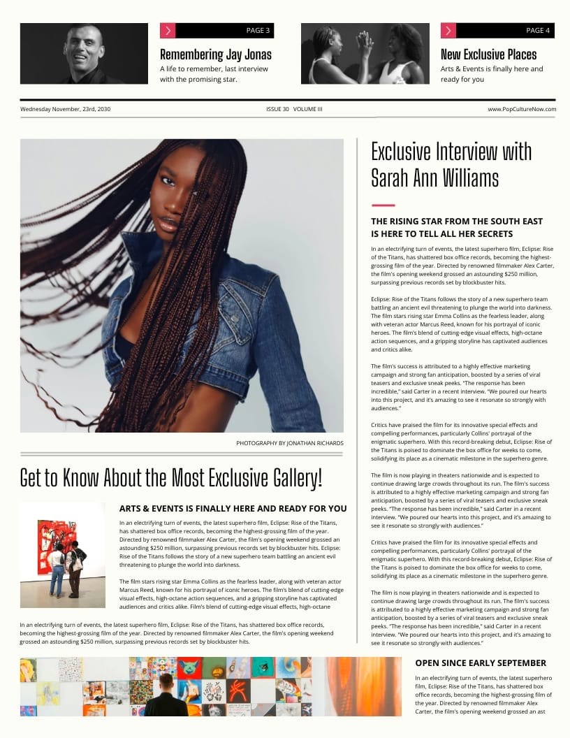 Entertainment Newspaper Template | Visme