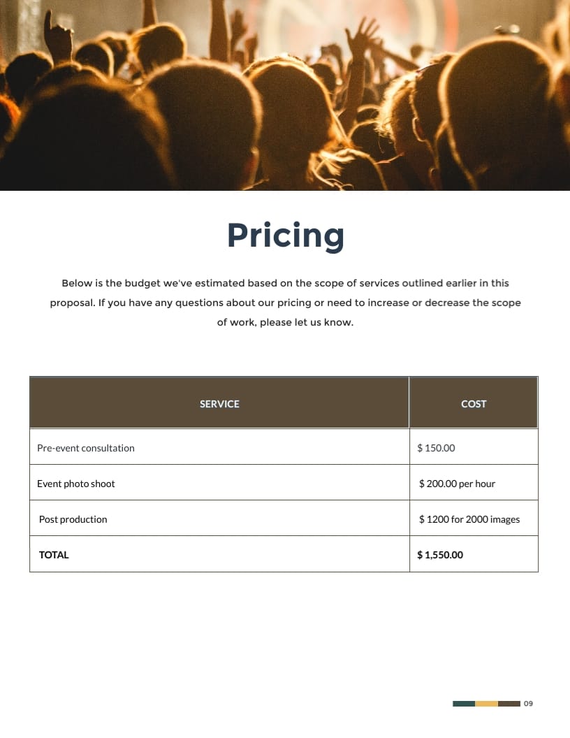 Event Photography Proposal Template Visme
