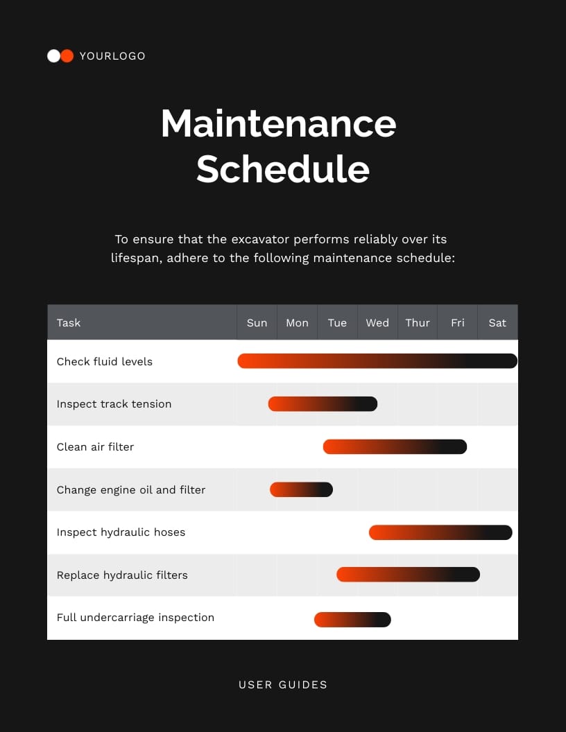 Excavator Maintenance Manual Template | Visme