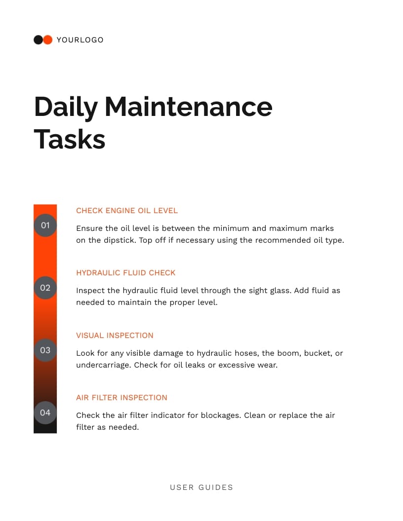 Excavator Maintenance Manual Template | Visme