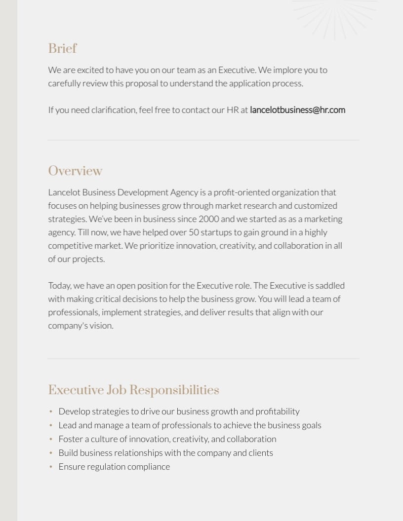 Executive Job Proposal Template | Visme
